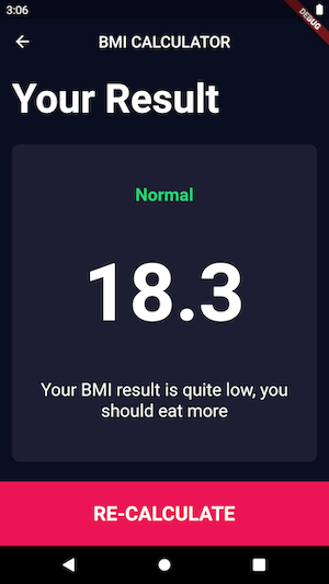 BMI App - Flutter
